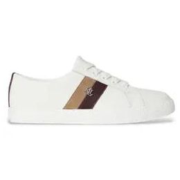 Lauren Ralph Lauren f&uuml;r Damen. 802979187003 Canvas Leder Turnschuhe wei&szlig; (35), Wohnung, Schn&uuml;rsenkel, L&auml;ssig