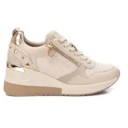 Xti f&uuml;r Damen. 14308502-BEIGE Turnschuhe 143085 beige (39), 3 bis 5 cm, Schn&uuml;rsenkel, Rei&szlig;verschluss, L&auml;ssig