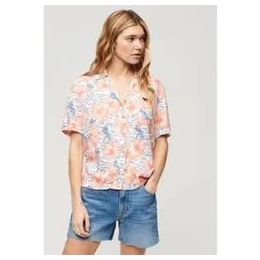 Superdry f&uuml;r Damen. W4010371A Vintage Logo Strand Resort Logo Shirt rosa (S), L&auml;ssig, Viskose, Kurzarm