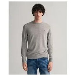 Gant f&uuml;r Herren. 87211 Pullover mit rundem Halsausschnitt aus sehr feiner grauer Schafswolle (3XL), L&auml;ssig
