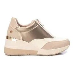 Xti f&uuml;r Damen. 14187402-BEIGE Turnschuhe 141874 beige - Keilh&ouml;he 6cm (41), 5 bis 8 cm, Rei&szlig;verschluss, L&auml;ssig