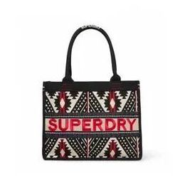 Superdry f&uuml;r Damen. W9110411A Luxe bestickte Tragetasche schwarz (OSFA), L&auml;ssig, Synthetisch