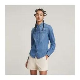 G-Star Raw G-Star f&uuml;r Damen. D15170-D831-071 Hemd 3301 blau (S), L&auml;ssig, Baumwolle, Denim, Langarm
