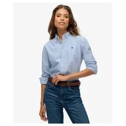 Superdry f&uuml;r Damen. W4010565A Schmal geschnittenes Oxford-Hemd blau (XS), L&auml;ssig, Baumwolle, Langarm