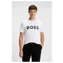 BOSS f&uuml;r Herren. 50481923 Wei&szlig;es Strick-T-Shirt (L), L&auml;ssig, Baumwolle, Kurzarm