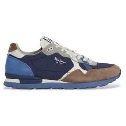 Pepe Jeans f&uuml;r Herren. PMS400002 Brit Prints Leder Sneakers navy (45), Wohnung, Schn&uuml;rsenkel, L&auml;ssig, Marine