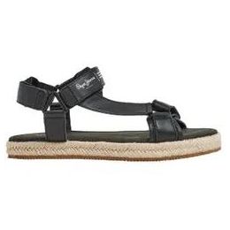 Pepe Jeans f&uuml;r Herren. PMS90115 Sunset Savage Ledersandalen schwarz (42), Wohnung, Klettverschluss, L&auml;ssig