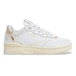 Pepe Jeans f&uuml;r Damen. PLS00033 Chester Distress Leder Sneakers wei&szlig; (40), Wohnung, Schn&uuml;rsenkel, L&auml;ssig