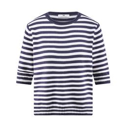 Peter Hahn - Rundhals-Pullover mit Rollkante, blau, Gr. 38 / S - Baumwolle
