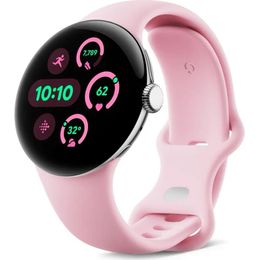 Google Pixel Watch 3, Smartwatch silber, 41mm, WiFi, Sportarmband in Rose Quartz