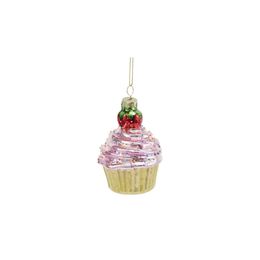 HOME STORY Weihnachtsbaumschmuck Cupcake rosa/pink Glas,Aluminium Maße (cm): H: 10 Ø: 7.0 » Möbel Kraft