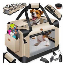 LOVPET® Hundebox Hundetransportbox faltbar Inkl.Hundenapf Transporttasche Hundetasche Transportbox für Haustiere, Hunde und Katzen Haustiertransportbox