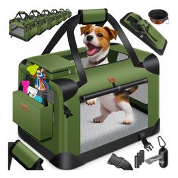 LOVPET® Hundebox Hundetransportbox faltbar Inkl.Hundenapf Transporttasche Hundetasche Transportbox für Haustiere, Hunde und Katzen Haustiertransportbox