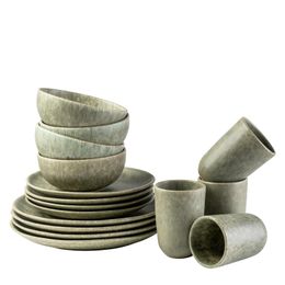 Gipfelstück Geschirr-Set, Steinzeug Moos'N'Stein