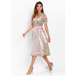 bonprix Dirndl mit Perlen (2-tlg.Set), gr&uuml;n, Gr.42, Wundersch&ouml;nes Dirndl mit Spitzenborte und Perlen am Ausschnitt