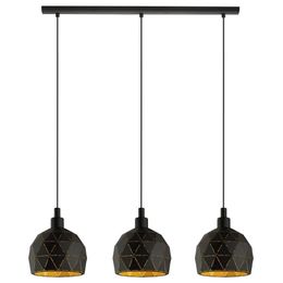 Eglo Hängeleuchte "ROCCAFORTE", schwarz (schwarz, goldfarben), 3, Ø 17cm H: 110cm, 1 Stk., Leuchten, Hängeleuchte - L75 x B17 x H110 cm - für Esszimmer, Küche, Wohnzimmer