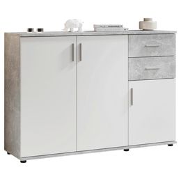 CARRYHOME Kommode Bobby, Grau, Wei&szlig;, Holzwerkstoff, 1 F&auml;cher, 2 Schublade(n) Schubladen, 120x82x35 cm, stehend, Wohnzimmer, Kommoden & Sideboards, Kommoden