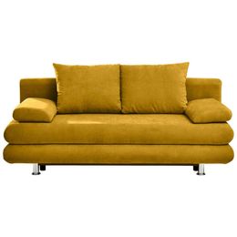 CARRYHOME Schlafsofa, Senfgelb, Textil, 2-Sitzer, F&uuml;llung: Schaumstoff, 196x74x90 cm, Stoffauswahl, Liegefunktion, R&uuml;cken echt, Wohnzimmer, Sofas & Couches, Schlafsofas, Schlafsofas mit Bettkasten