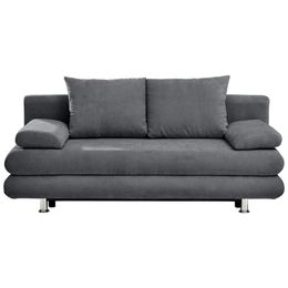 CARRYHOME Schlafsofa, Dunkelgrau, Textil, 2-Sitzer, F&uuml;llung: Schaumstoff, 196x74x90 cm, Stoffauswahl, Liegefunktion, R&uuml;cken echt, Wohnzimmer, Sofas & Couches, Schlafsofas, Schlafsofas mit Bettkasten