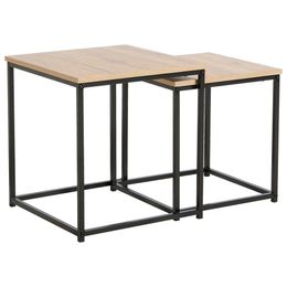 Boxxx Beistelltischset, Schwarz, Eiche Artisan, Metall, Holzwerkstoff, 2-teilig, quadratisch, eckig, 40x37.5x37.5 cm, Wohnzimmer, Wohnzimmertische, Satztische