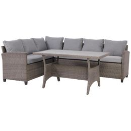 Ambia Garden Loungegarnitur, Grau, Metall, Kunststoff, Textil, 3-teilig, 234x178 cm, UV-best&auml;ndig, Loungem&ouml;bel, Gartenlounge-Sets