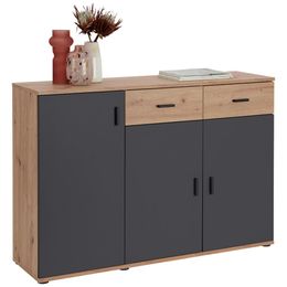 Xora Kommode, Anthrazit, Eiche Artisan, Kunststoff, 2 F&auml;cher, 2 Schublade(n) Schubladen, 119.9x82x34.7 cm, Wohnzimmer, Kommoden & Sideboards, Kommoden
