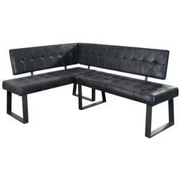 Mid.you Eckbank, Schwarz, Metall, Textil, 3-Sitzer, 185x134 cm, Esszimmer, B&auml;nke, Eckb&auml;nke