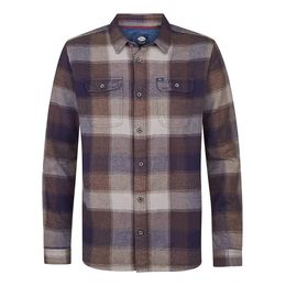 Petrol Hemd "Casper" in Braun/ Dunkelblau - 41% | Größe L | Herren-plussize