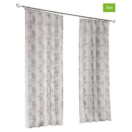 HEINE HOME 2er-Set: Dekostores in Grau - 50% | Größe 145x135 cm | Gardinen-vorhaenge