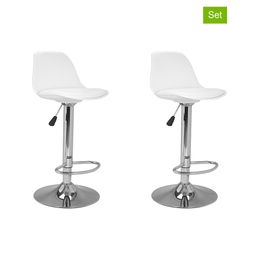 IDOMYA Factory 2er-Set: Barhocker "Karl" in Weiß/ Silber - (B)42 x (H)104 x (T)39 cm - 55% | Sitzmoebel