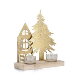 Bizzotto Teelichthalter "House" in Gold - (B)20 x (H)24 cm - 14% | Kerzen-vasen