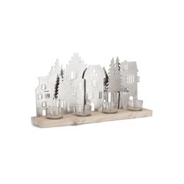 Bizzotto Teelichthalter "House" in Silber/ Hellbraun - (B)38 x (H)20 cm - 10% | Kerzen-vasen