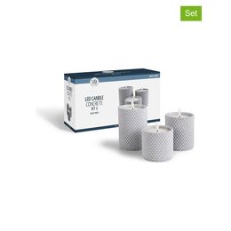 LIFA LIVING 3er-Set: LED-Kerzen in Hellgrau - 41% | Kerzen-vasen