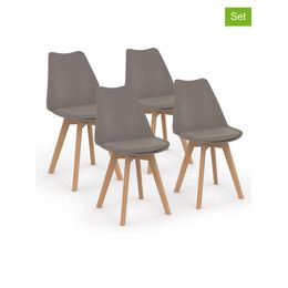 IDOMYA Factory 4er-Set: Stühle "Nordia" in Beige/ Hellbraun - (B)51 x (H)79,5 x (T)46 cm - 63% | Sitzmoebel