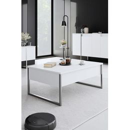 Evila Couchtisch in Weiß/ Silber - (B)90 x (H)60 x (T)40 cm - 76% | Tische