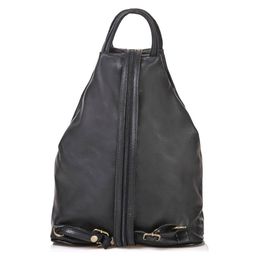 Florence Bags Leder-Rucksack "Stax" in Schwarz - (B)31 x (H)24 x (T)12 cm - 74% | Damen-taschen