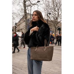 maison héritage PARIS Leder-Shopper "Loche Suede" in Hellbraun - (B)41 x (H)22 x (T)13 cm - 75% | Damen-taschen