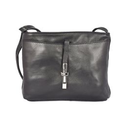 Florence Bags Leder-Umhängetasche "New Sport" in Schwarz - (B)20 x (H)18 x (T)5 cm - 72% | Damen-taschen
