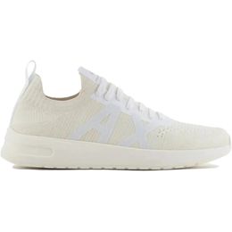 Armani Exchange Low-Top Sneaker - White Shiny Leather Sneakers - Gr. US_7 - in Beige - f&uuml;r Damen