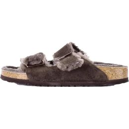 Birkenstock Sandalen - Arizona Shearling Lined Suede Two-Strap Sandals - Gr. 39 (EU) - in Braun - f&uuml;r Damen