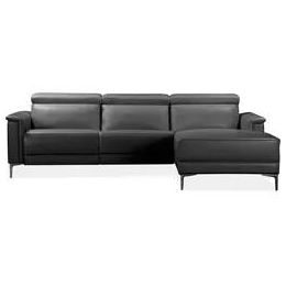 Ecksofa Home Affaire "Lund, L-Form, 261cm, man. o. elektr. Relaxfunktion (mit USB-A)", schwarz, B:261cm H:97cm T:179cm, Echtleder 100% Echtleder;Kunstleder 100% Polyurethan, Sofas, und Kopfteilverstellung