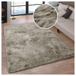 Hochflor-Teppich my home "Valeria, Fellteppich, kuschelig, flauschig" Gr. 31, grau (taupe), B:140cm H:60mm L:200cm, Kunstfaser, Teppiche, Kunstfell, weiche Teppiche, Wohnzimmer, Schlafzimmer, Esszimmer