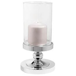 Windlicht Fink "LAMONTE", silber (silberfarben), H:25cm Ø:15cm, Aluminium, Glas, Kerzenhalter, aus Aluminium und Glas