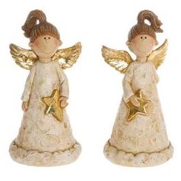 Engelfigur "Weihnachtsdeko", beige (beige, goldfarben), H:15cm, Polyresin (Kunststein), MyFlair M&Ouml;BEL & ACCESSOIRES, Dekofiguren, Engelfigur, goldfarben dekoriert