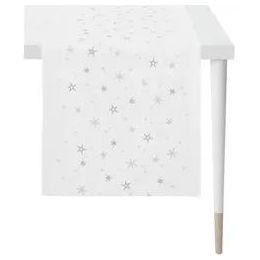 Tischläufer Apelt "9600 CHRISTMAS ELEGANCE, Weihnachtsdeko, Weihnachten", bunt (weiß, silberfarben), B:46cm L:135cm, Polyester, Viskose, Tischdecken, Lurex-Jacquardgewebe