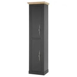 Stauraumschrank Home Affaire "WESTMINSTER, Badschrank im Landhausstil, Schrank mit Metallgriffen", grau (grau dunkel), B:53cm H:203cm T:40cm, Schränke, in 2 Farben verfügbar, mit Stauraum hinter Drehtüren