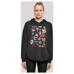 Kapuzenpullover F4NT4STIC "Marvel Thor und Captain America weihnachten", Damen, Gr. M, schwarz, Obermaterial: 100% Baumwolle, oversize, Pullover Sweatshirt Sweater, Print
