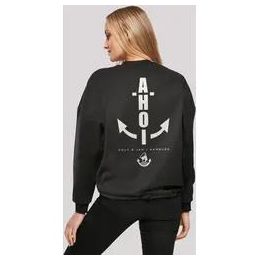 Sweatshirt F4NT4STIC "Ahoi Anker Knut & Jan Hamburg", Damen, Gr. XL, schwarz, Obermaterial: 65% Baumwolle, 35% Polyester, oversize, Rundhals, ohne Bündchen, Sweatshirts, Print