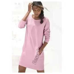 Sweatkleid BENCH. LOUNGEWEAR, Damen, Gr. 48/50, N-Gr, rosa (rosa, schwarz), Interlock, Obermaterial: 60% Baumwolle, 40% Polyester, unifarben, Basic, bequem kurz, Rundhals, Rippb&uuml;ndchen, Kleider Sweatkleid, mit seitlichem Logoprint, Loungewear