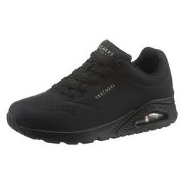 Wedgesneaker Skechers "Uno - Stand on Air", Damen, Gr. 37, schwarz, Lederimitat, Schuhe Modernsneaker Sneaker low, Freizeitschuh, Halbschuh, Schnürschuh mit feiner Perforation, Topseller